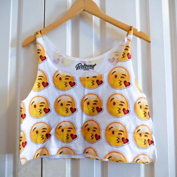 Tops | Emoji Crop Top | Poshmark